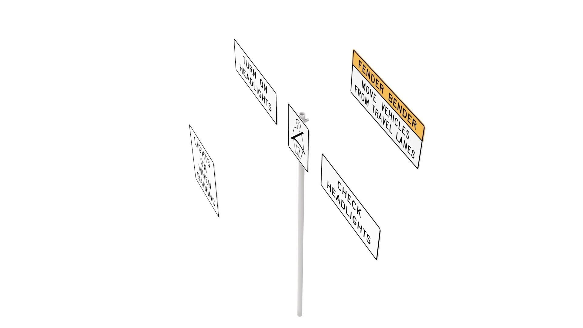 Road Sign - US - R16 Series Seat Belts And Headlight Use 3D model ...