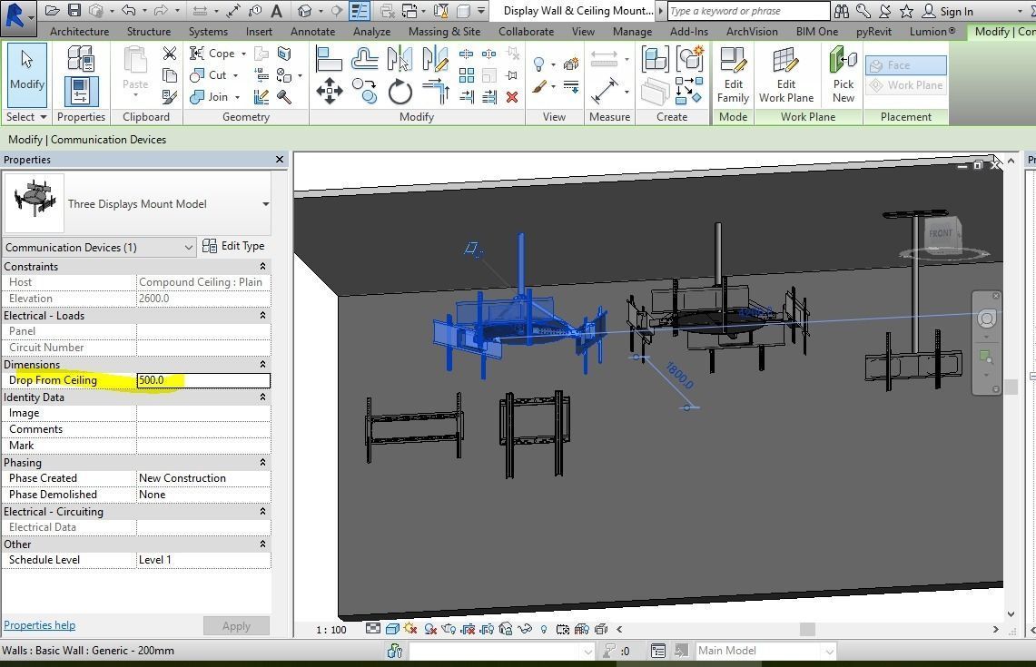 Display Wall and Ceiling Mount Revit Families 3D model | CGTrader