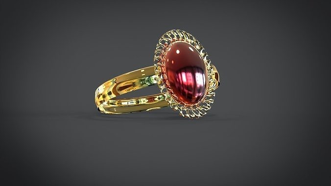 Oval shape gold ring 3D model | CGTrader