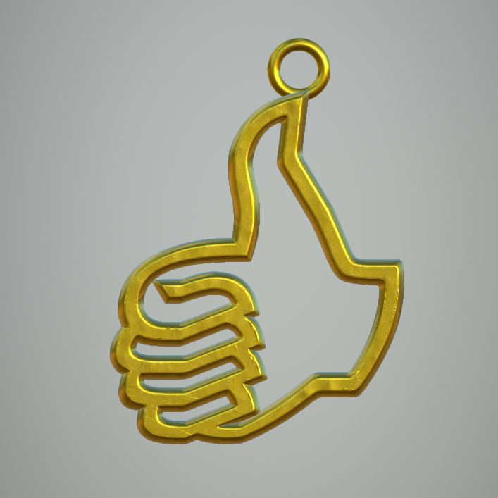 Pendant gold thumbs up sign 3D model 3D printable | CGTrader