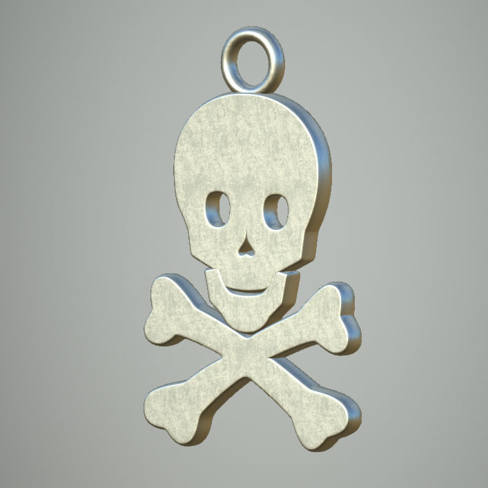 Pendant gold skull and crossbones charm 3D model 3D printable | CGTrader