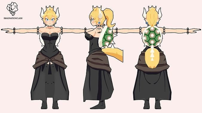 3D model Bowsette lowpoly anime character VR / AR / low-poly rigged ...