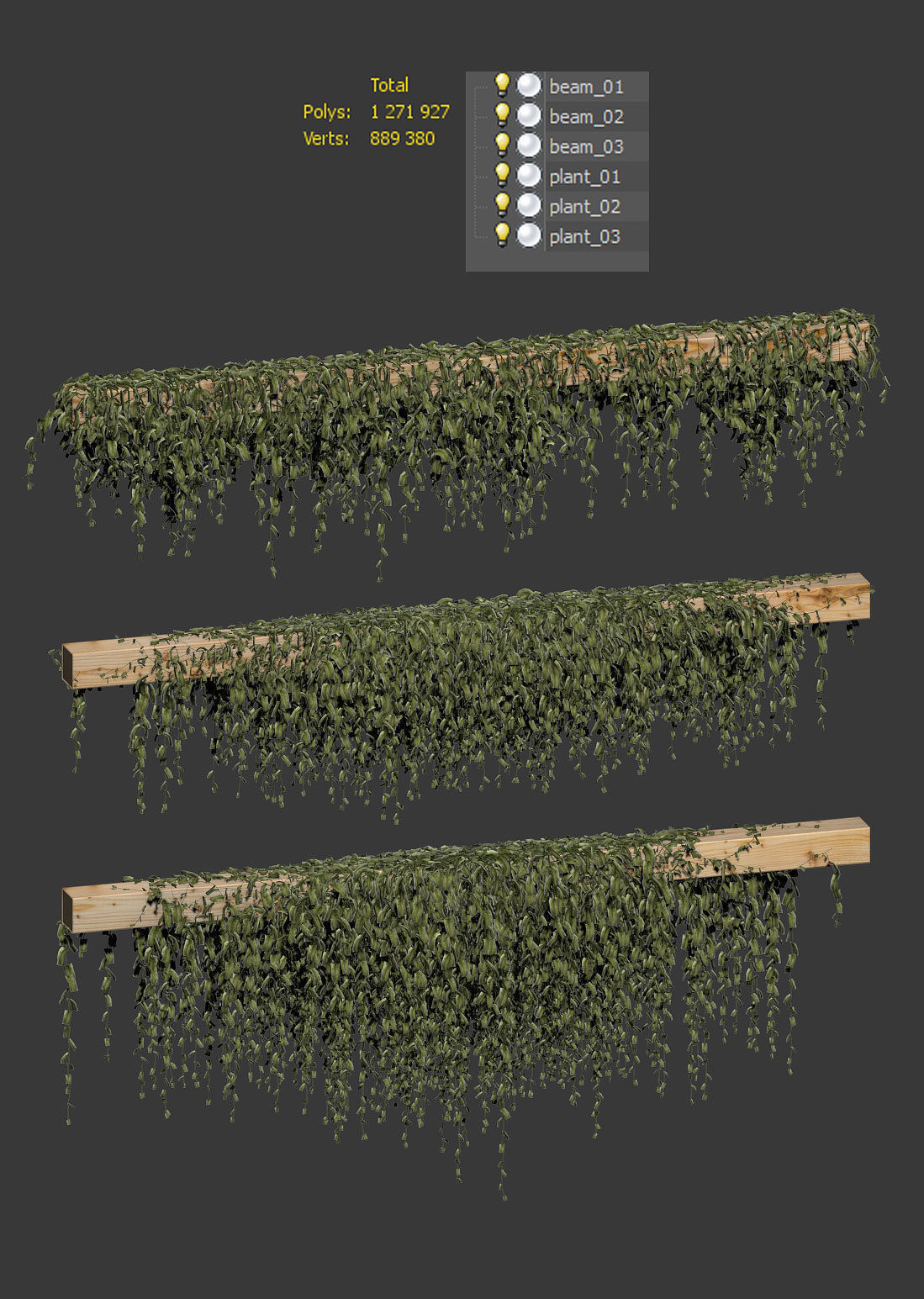Leaves on the vine for beams or ceilings v3 3D model | CGTrader