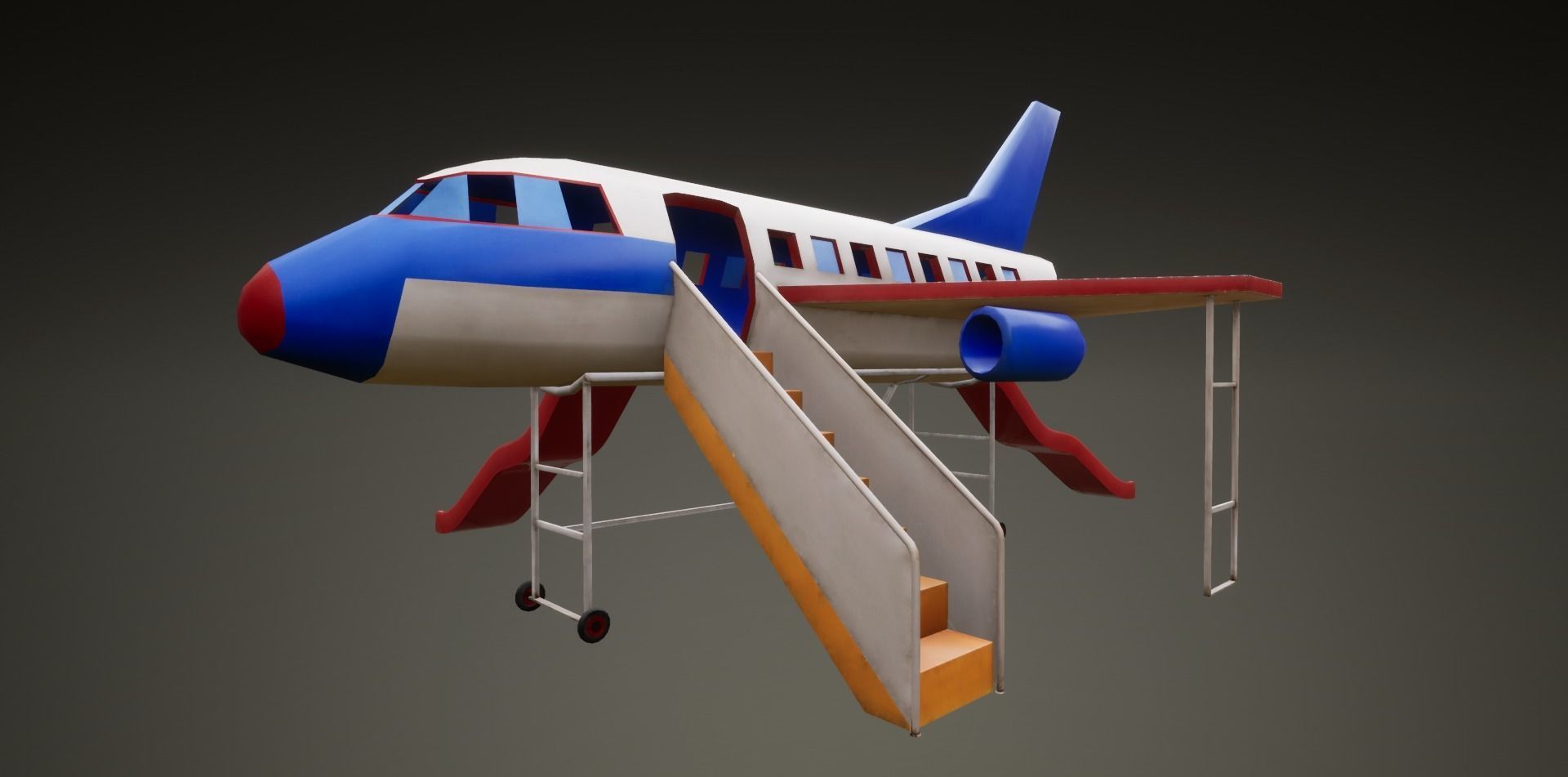 3D model 3D low poly PBR playground airplane slide VR / AR / low-poly ...