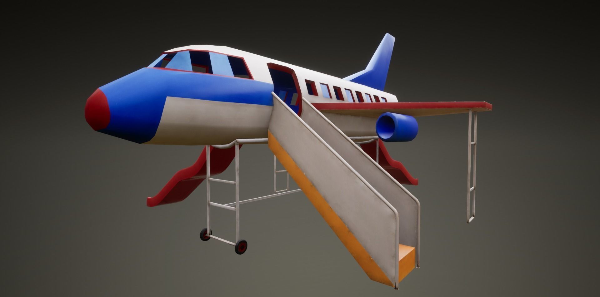3D model 3D low poly PBR playground airplane slide VR / AR / low-poly ...