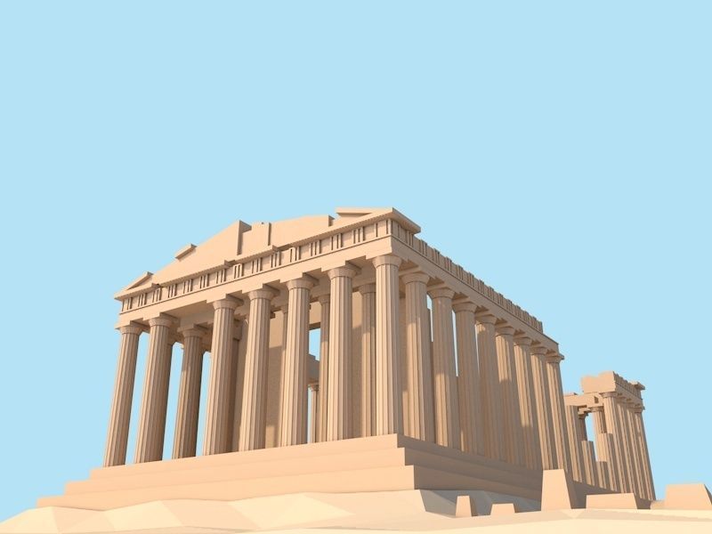 3D model Cartoon Low Poly Greece Parthenon Landmark VR / AR / low-poly ...