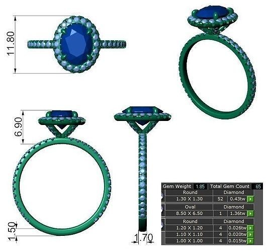 Oval hollow ring 3D model 3D printable | CGTrader