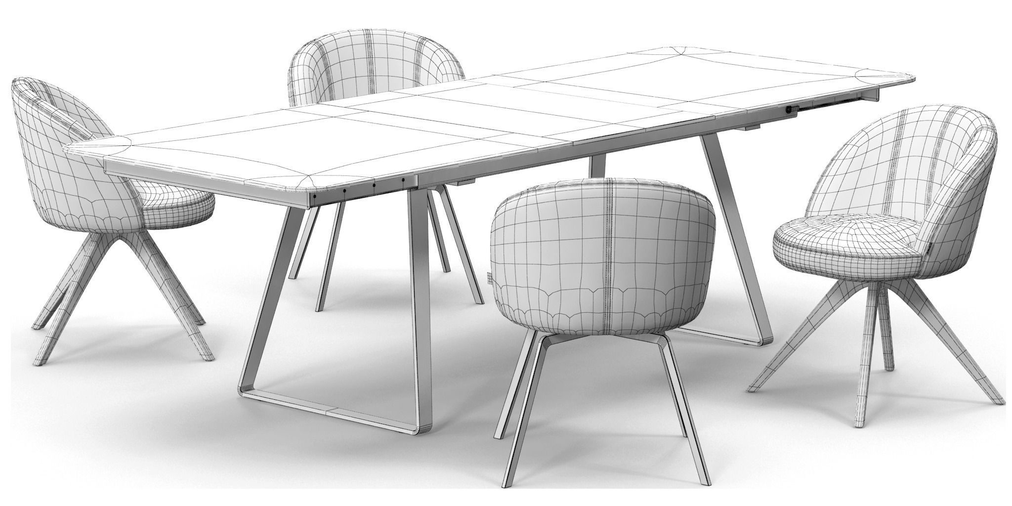 Rolf Benz 629 chair set 3D model | CGTrader