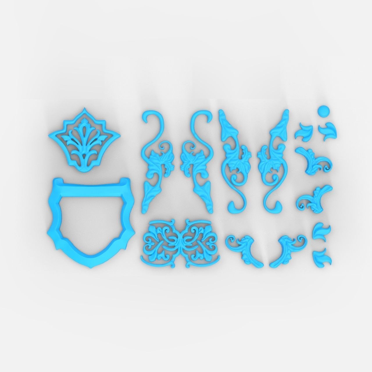 Set Heraldry Pattern 1 3D model 3D printable | CGTrader