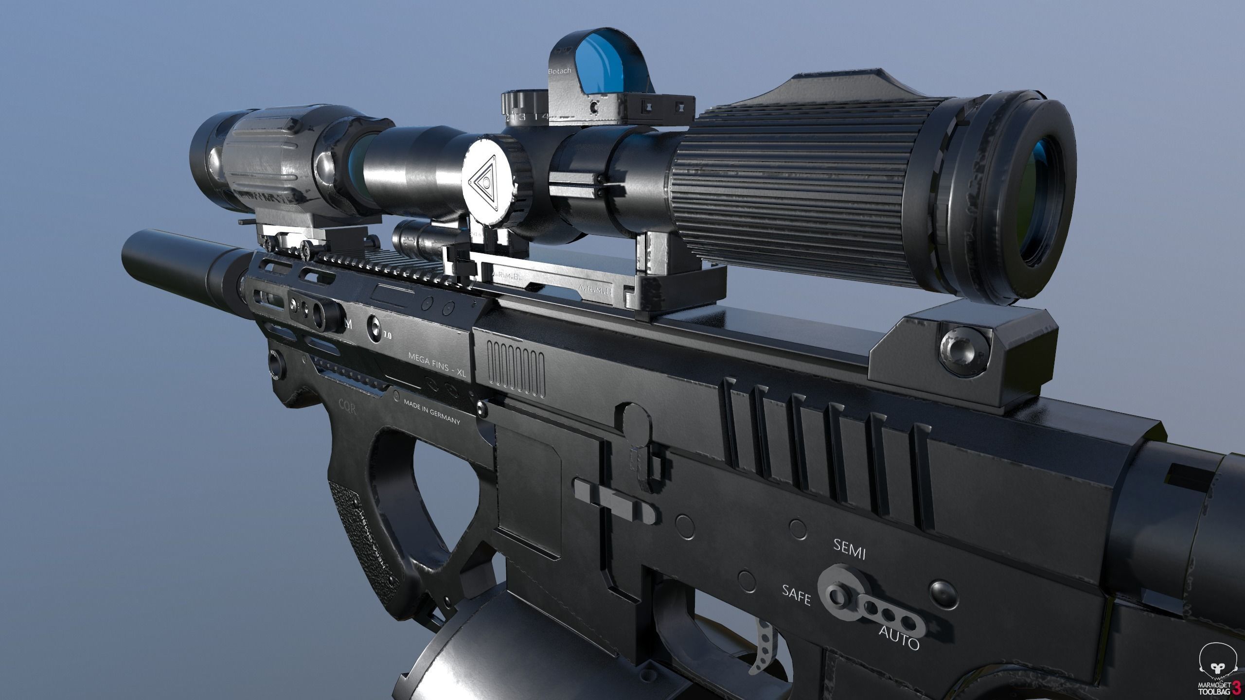 3D model AR-15 Low Poly gun with scope VR / AR / low-poly | CGTrader