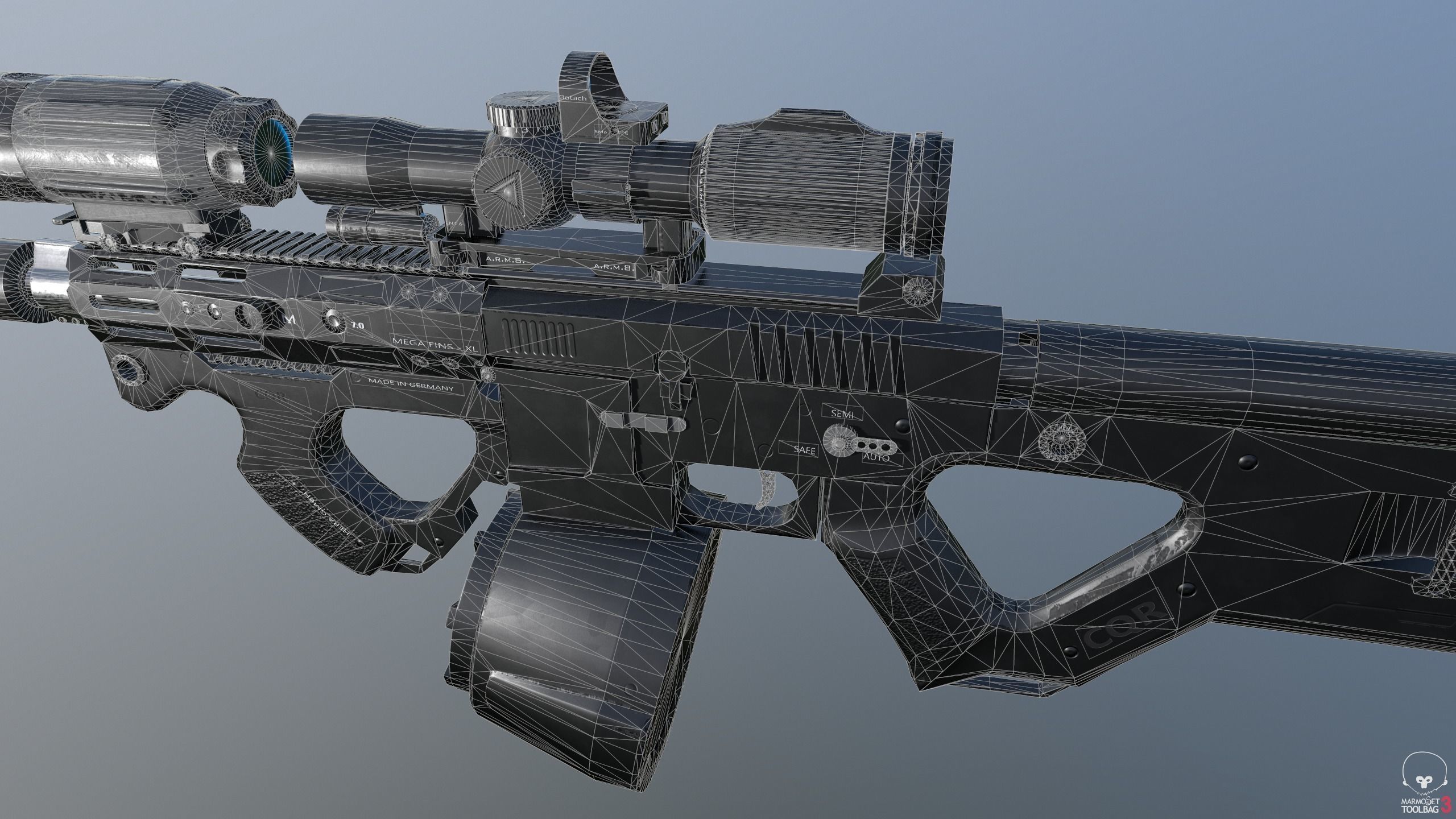 3D model AR-15 Low Poly gun with scope VR / AR / low-poly | CGTrader