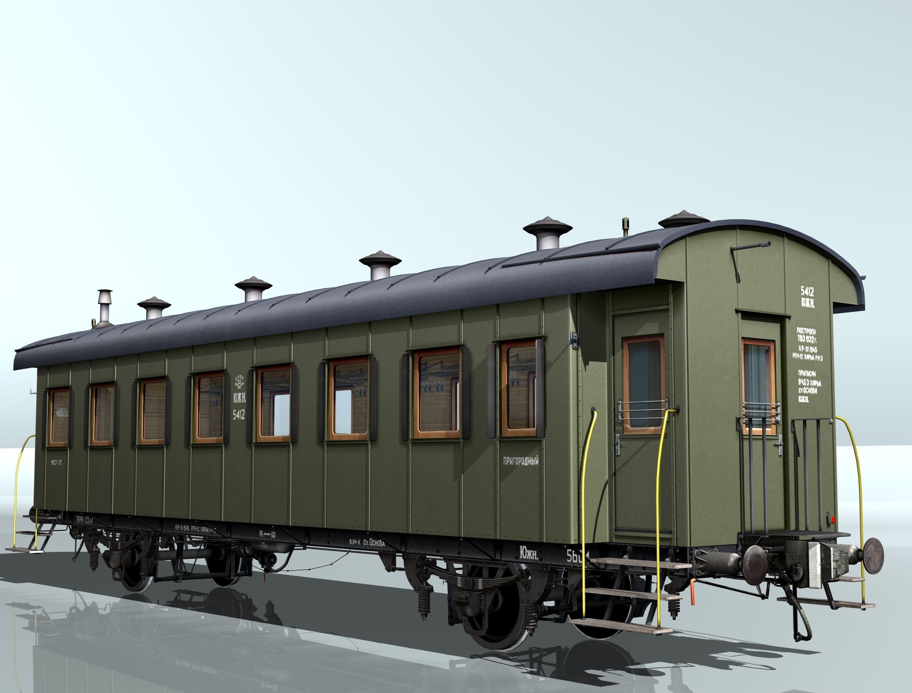 passenger two-axles wagon 3D model | CGTrader