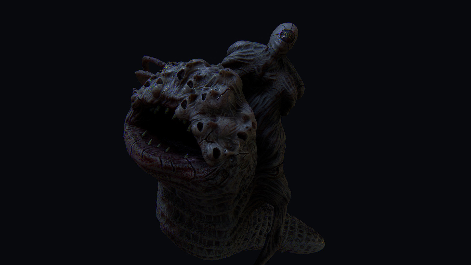 3D model THe leach Horror monster Animated VR / AR / low-poly rigged ...