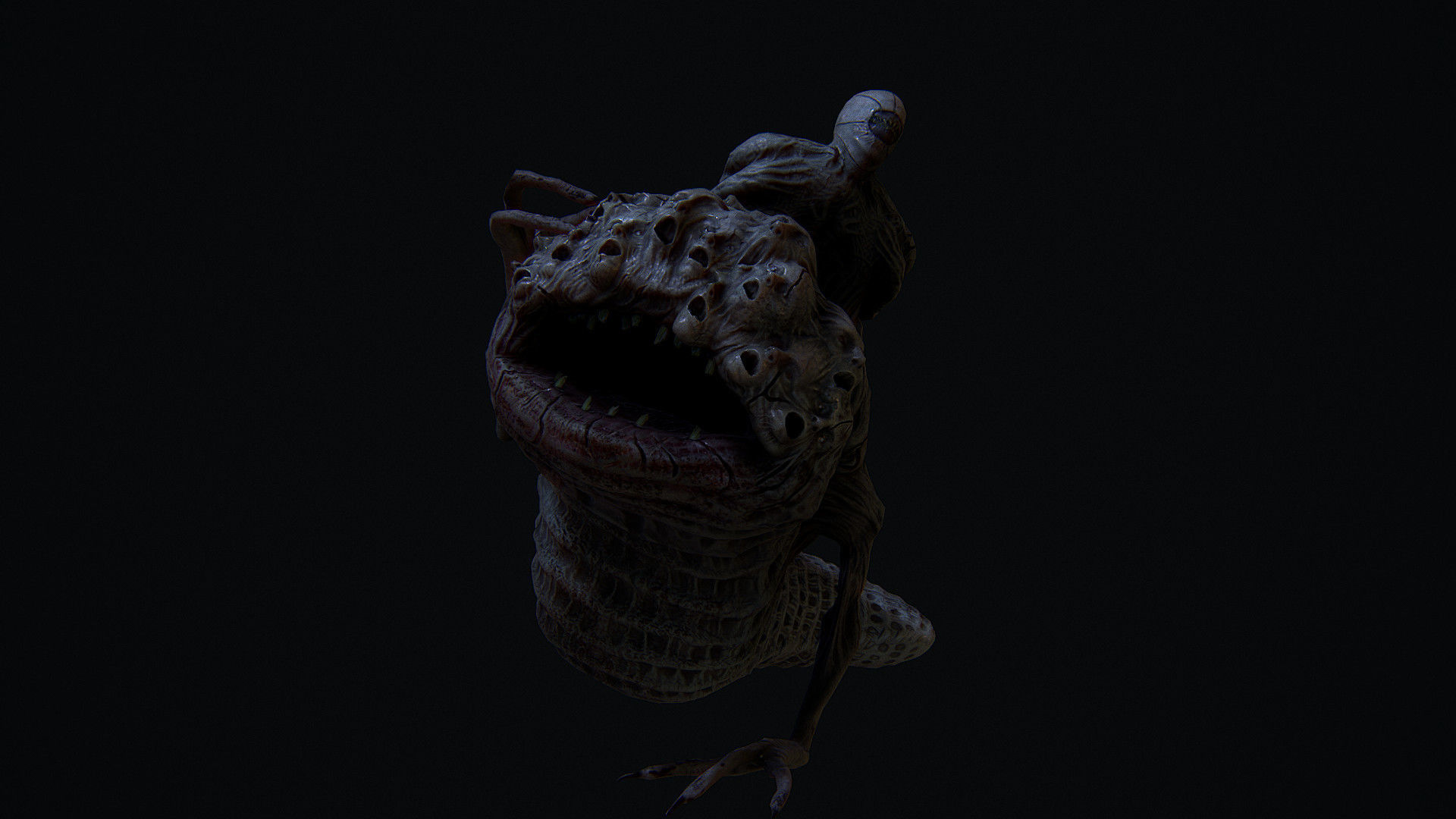 3D model THe leach Horror monster Animated VR / AR / low-poly rigged ...