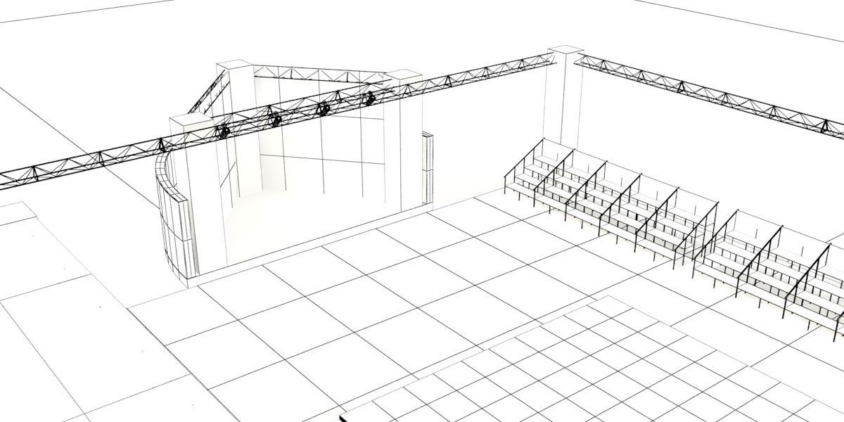 Structures for event in soccer field 3D model | CGTrader