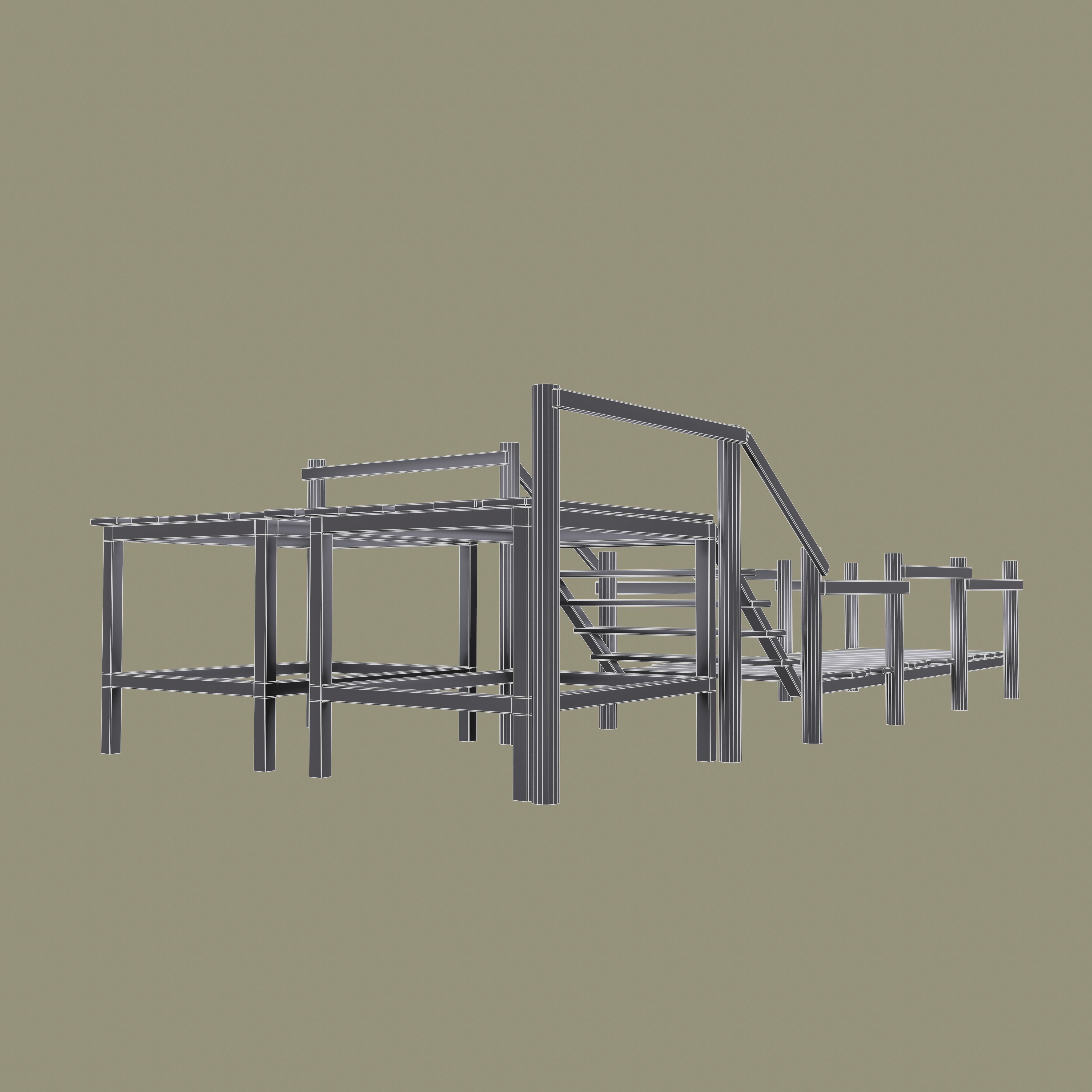 3D model Wooden Walkway VR / AR / low-poly | CGTrader