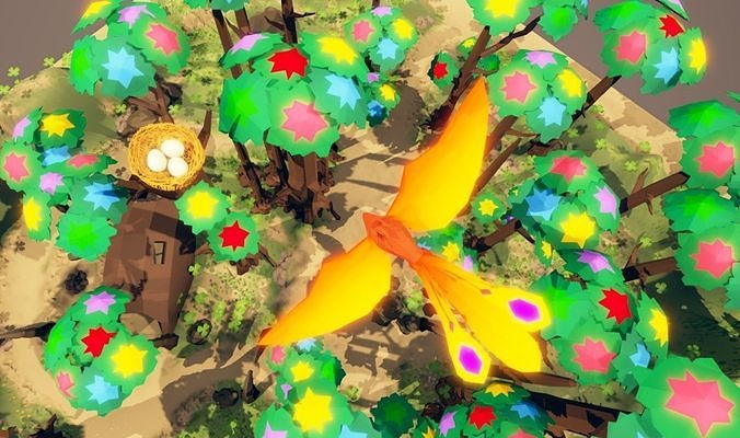 3D model fantasy phoenix forest VR / AR / low-poly | CGTrader