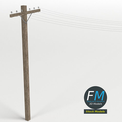 Wooden telephone pole 3D model | CGTrader
