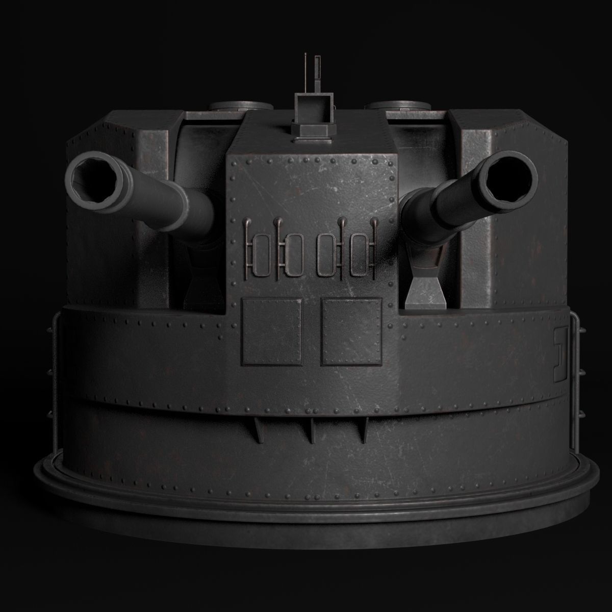 Warship Turret 3D model rigged | CGTrader