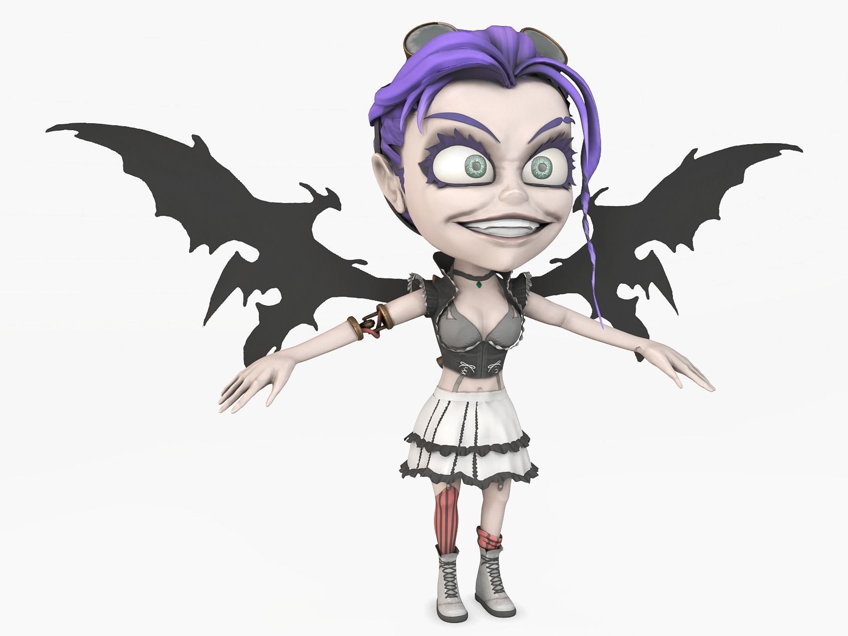 3D model Little Steampunk Vamp Girl Game Character VR / AR / low-poly ...