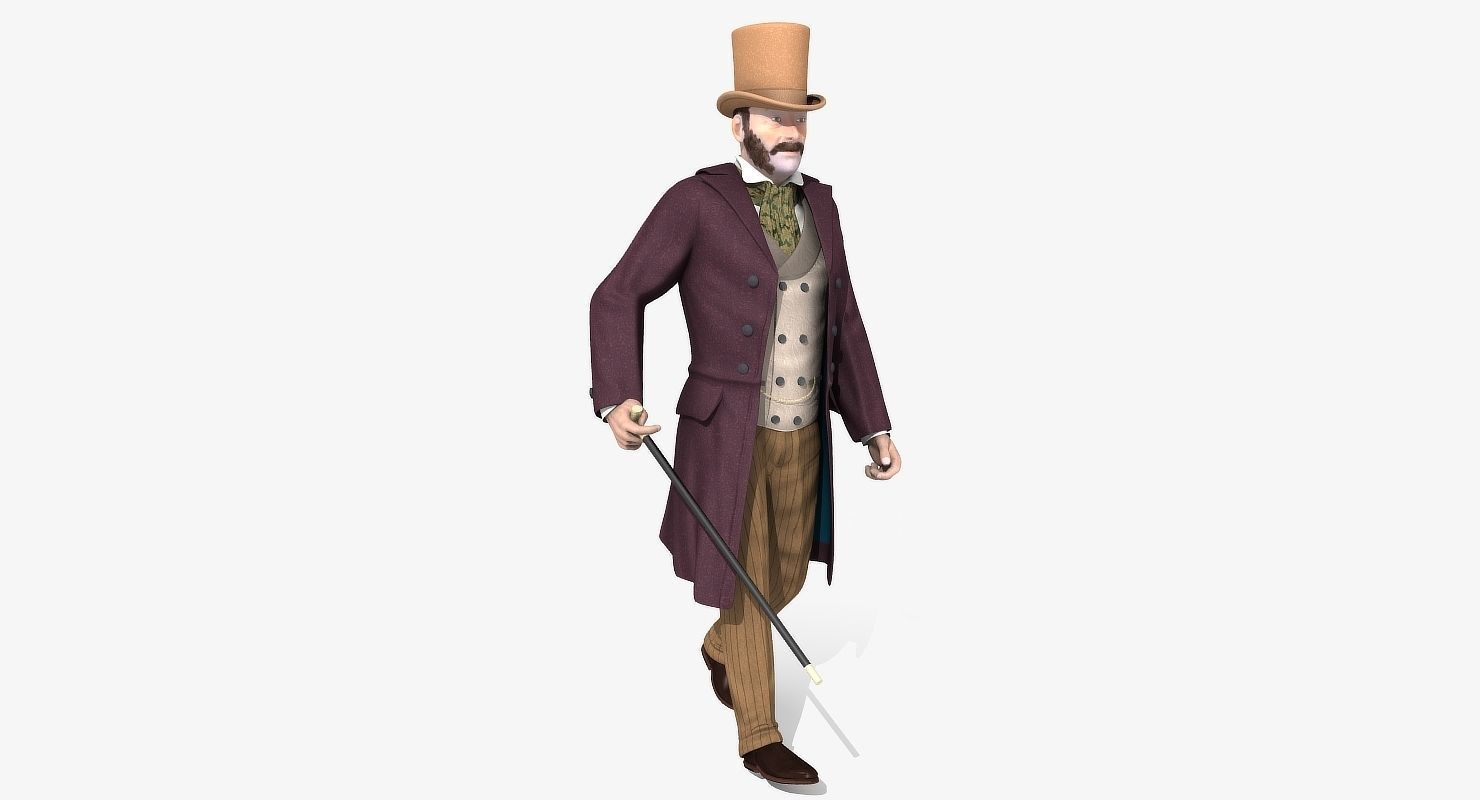 Victorian Gent - Rigged - 1 model 2 versions - Low Poly-rigged 3D model ...