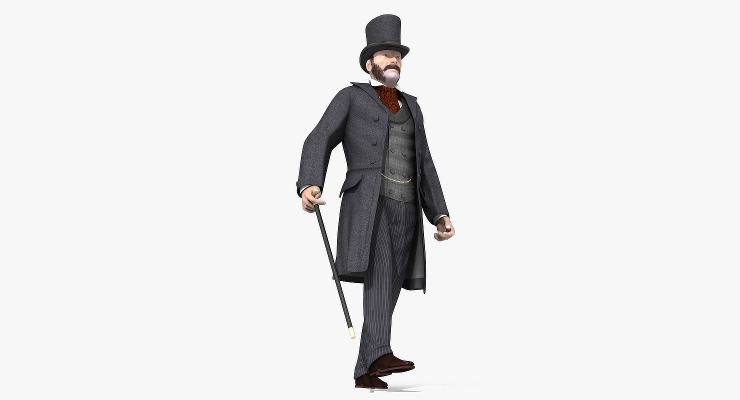 Victorian Gent - Rigged - 1 model 2 versions - Low Poly-rigged 3D model ...