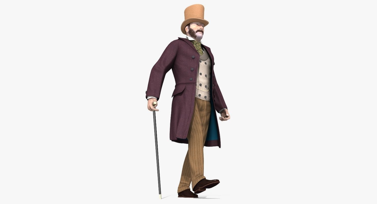 Victorian Gent - Rigged - 1 model 2 versions - Low Poly-rigged 3D model ...