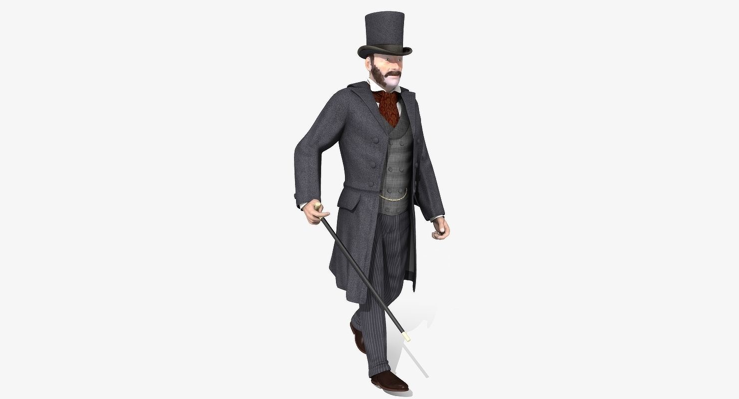 Victorian Gent - Rigged - 1 model 2 versions - Low Poly-rigged 3D model ...