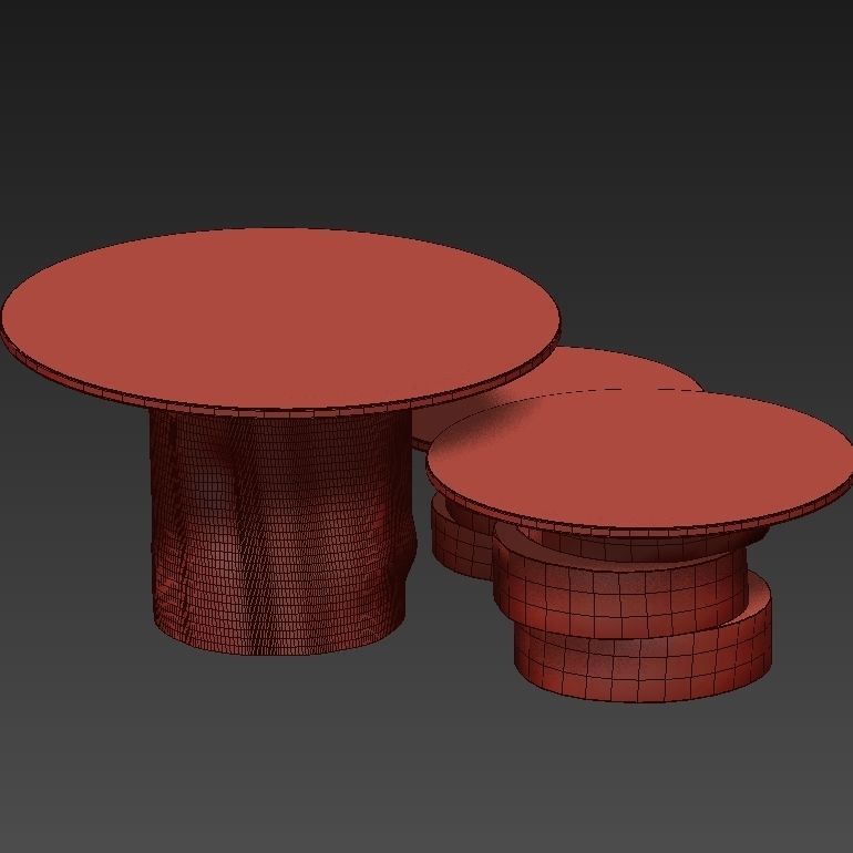 A set of light tables from stumps and slabs with glass tops 3D model ...