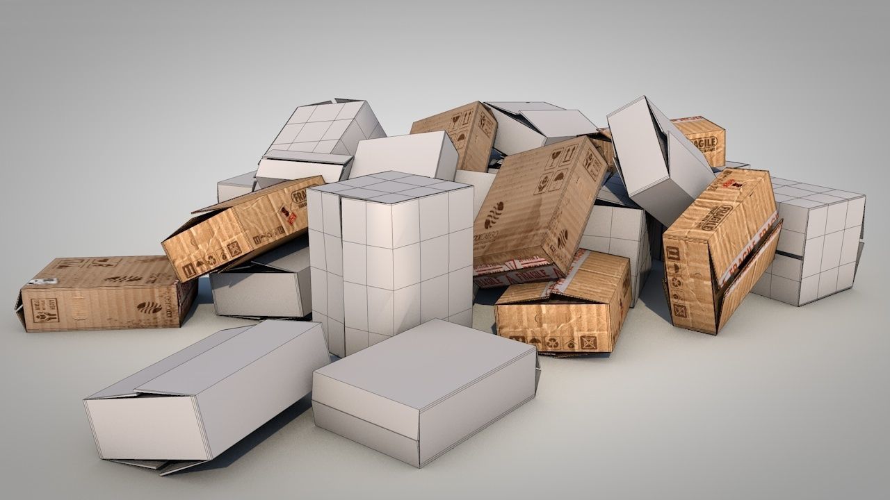 3D model Game Ready Cardboard Boxes VR / AR / low-poly rigged | CGTrader