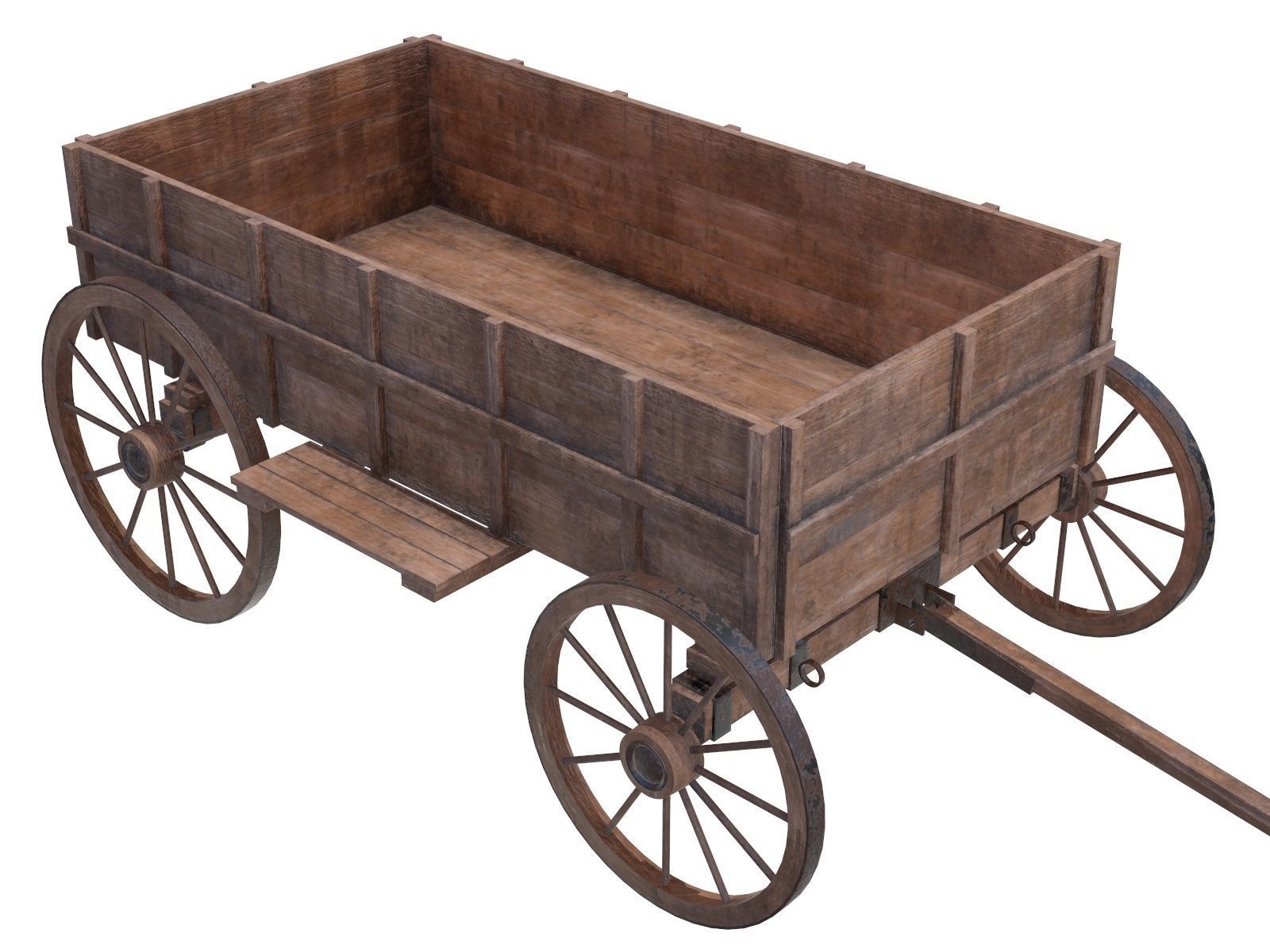 wooden cart 3D model | CGTrader