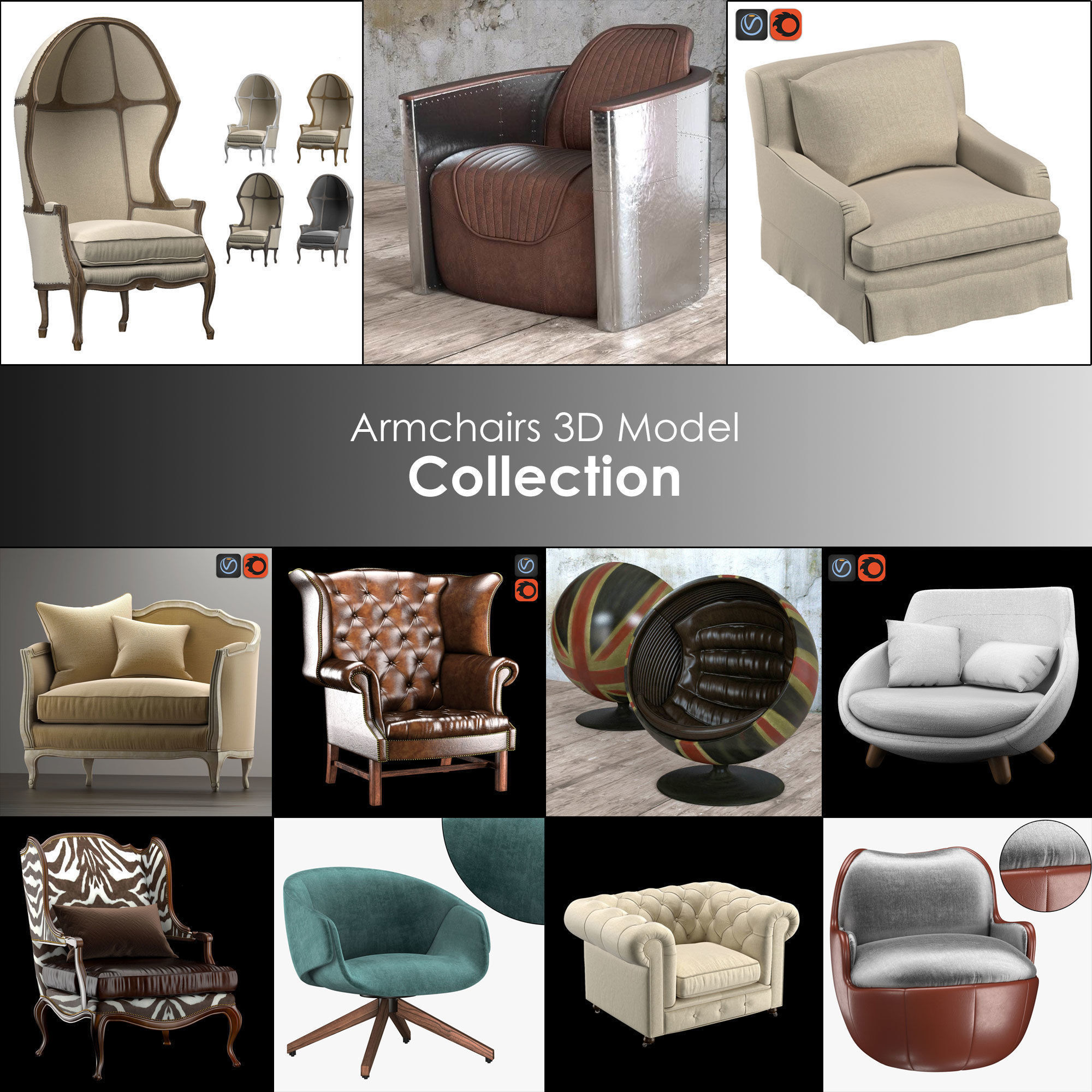 Armchairs 3D Model Collection | CGTrader