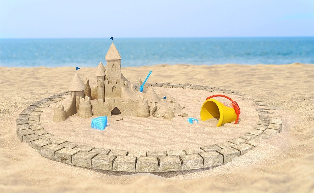 Destroyed Sandcastle with Toys 3D model | CGTrader