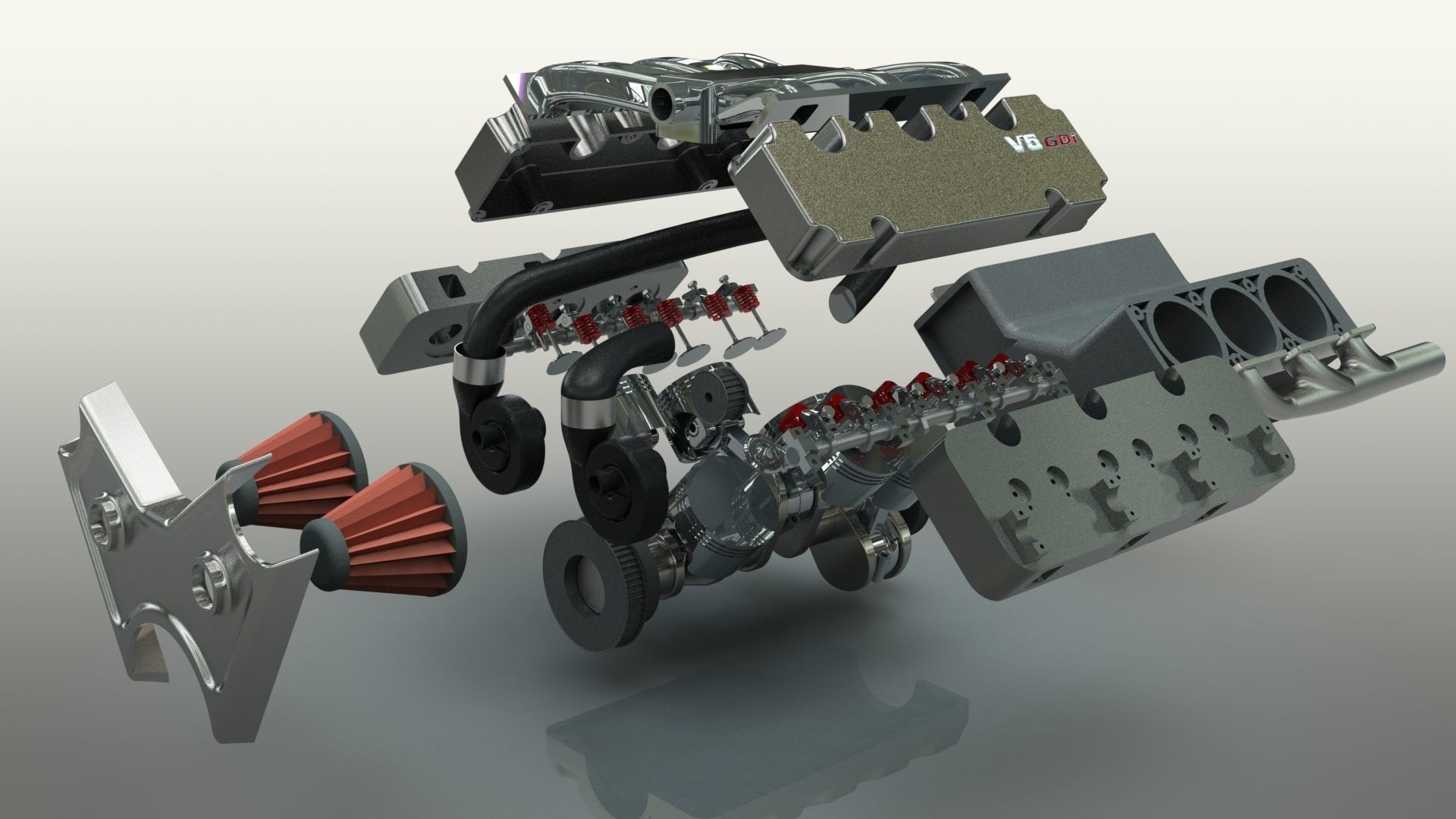 V6 Engine Assembly 3D model | CGTrader