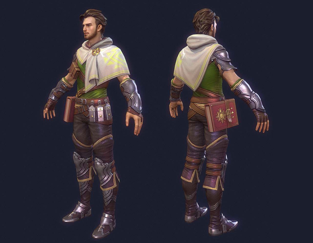 3D model Priest man Cloak Armor Warrior Magic Book Master minister VR ...