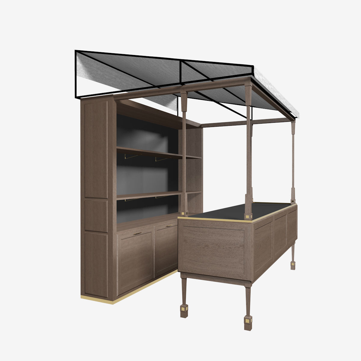 Wooden market cash desk 3D model | CGTrader