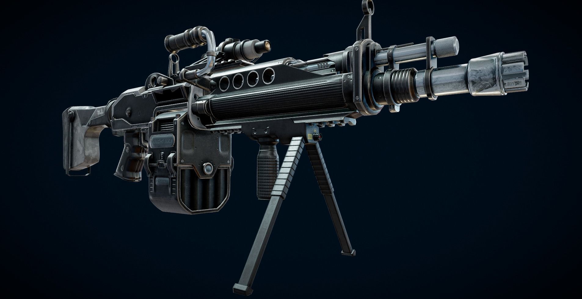 3D model Futuristic Machine Gun VR / AR / low-poly | CGTrader