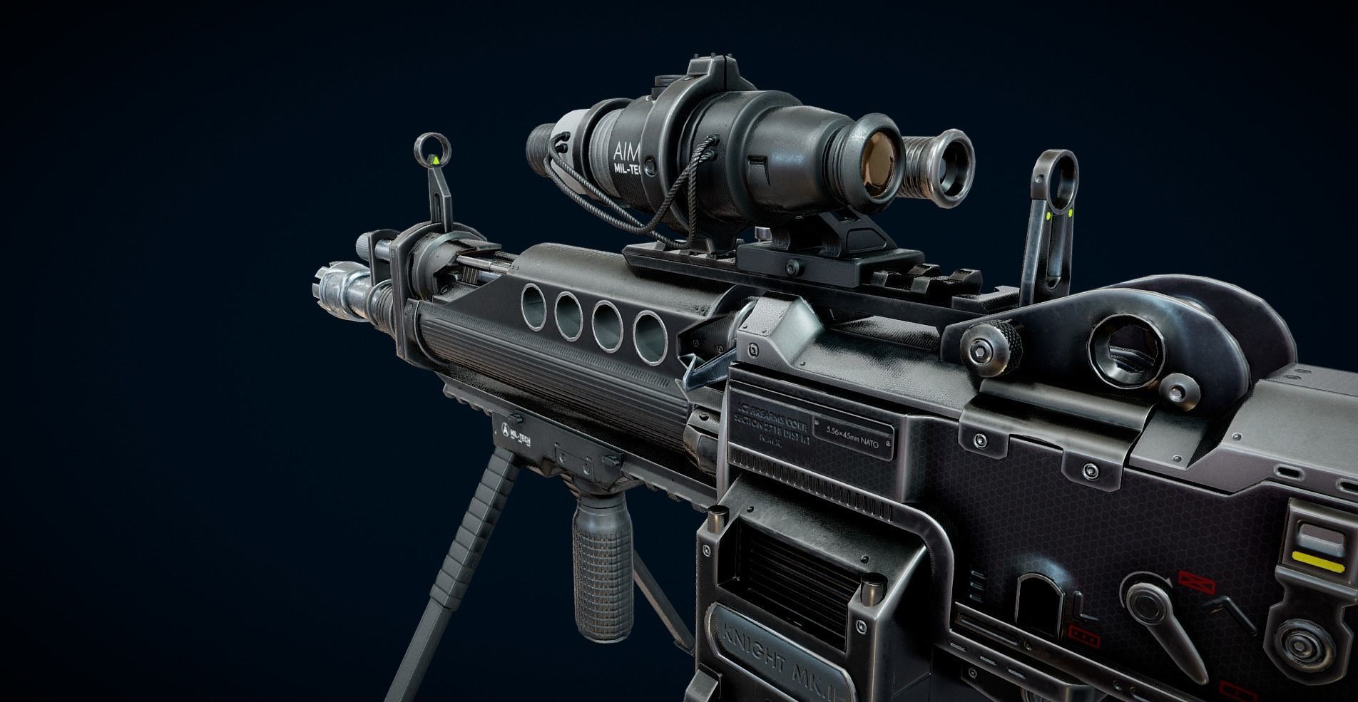 3D model Futuristic Machine Gun VR / AR / low-poly | CGTrader