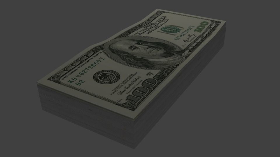 3D model Low Poly 100 USD Money Stack 3 TYPES Rack VR / AR / low-poly ...