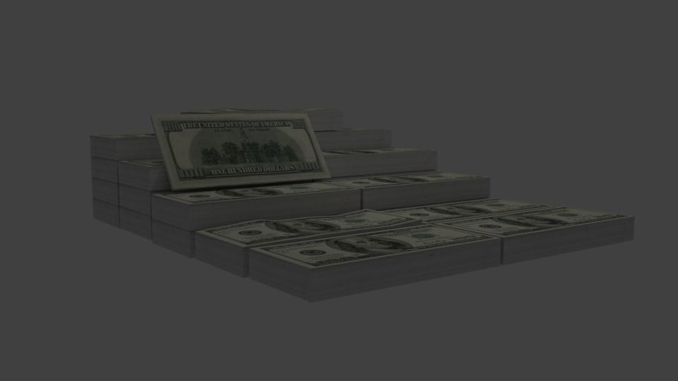 3D model Low Poly 100 USD Money Stack 3 TYPES Rack VR / AR / low-poly ...