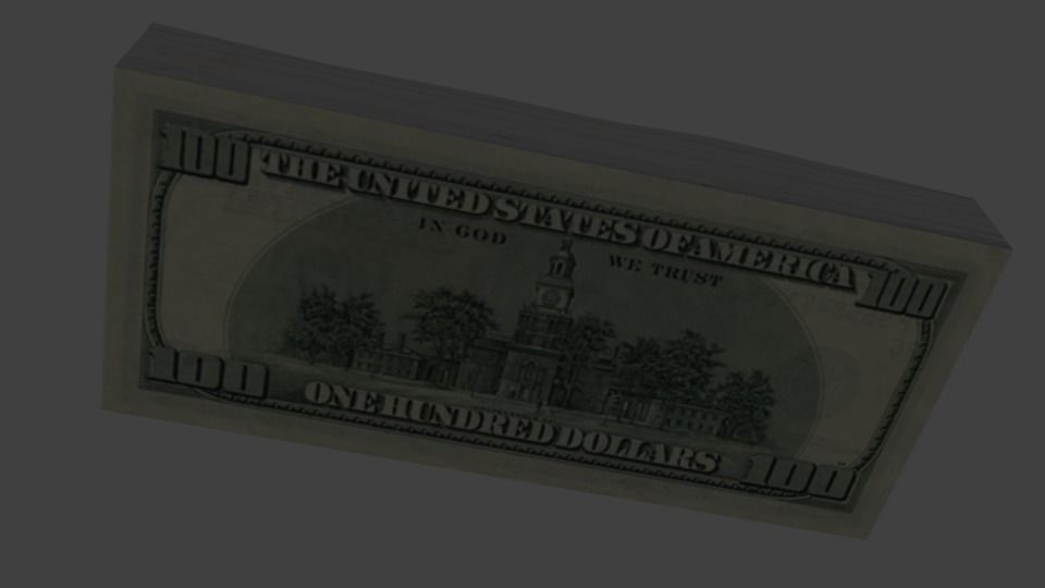 3D model Low Poly 100 USD Money Stack 3 TYPES Rack VR / AR / low-poly ...