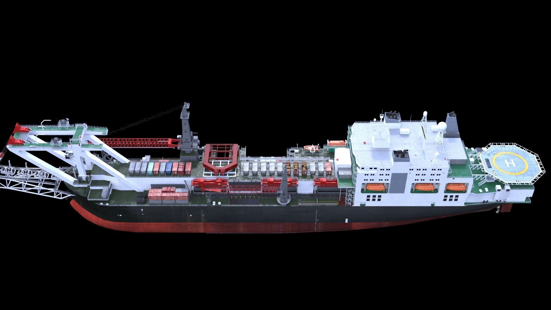 Pipelay vessel 3D model rigged | CGTrader