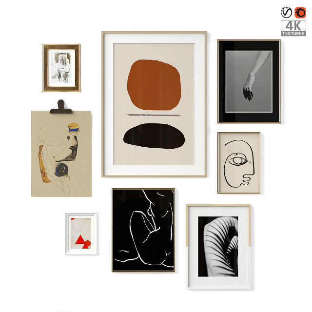 Mixed Poster Set 03 3D model | CGTrader