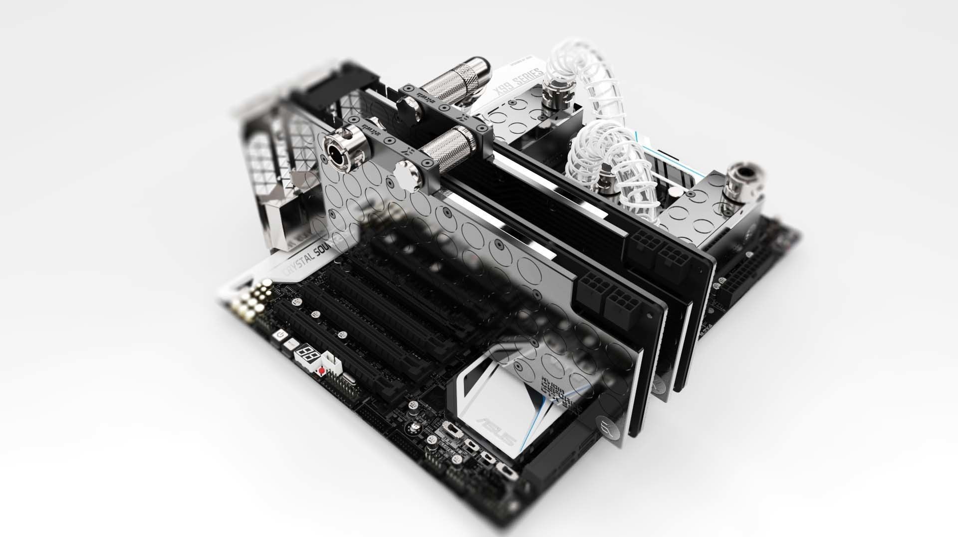 Water Cooled PC Motherboard Assembly 3D model | CGTrader