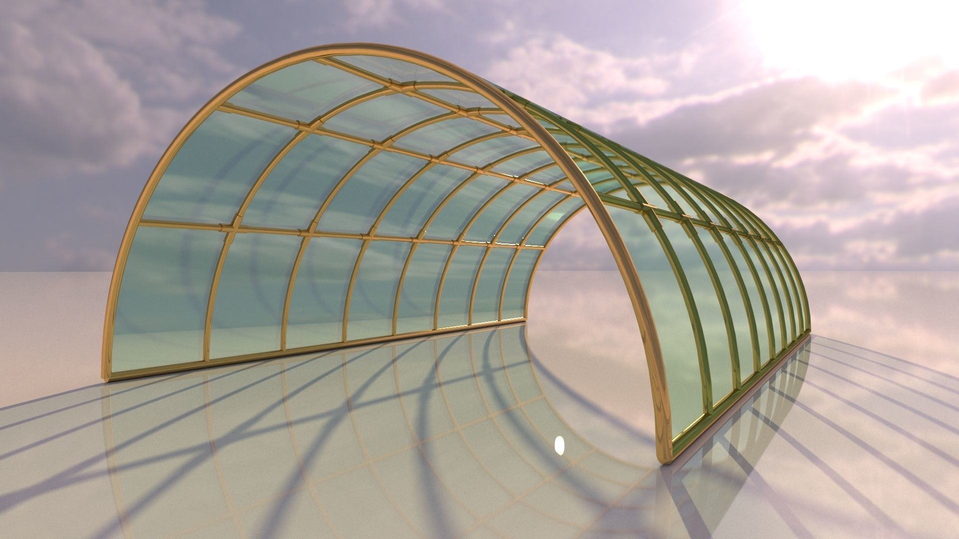Structure with connections arched architectural space frame 3D model ...
