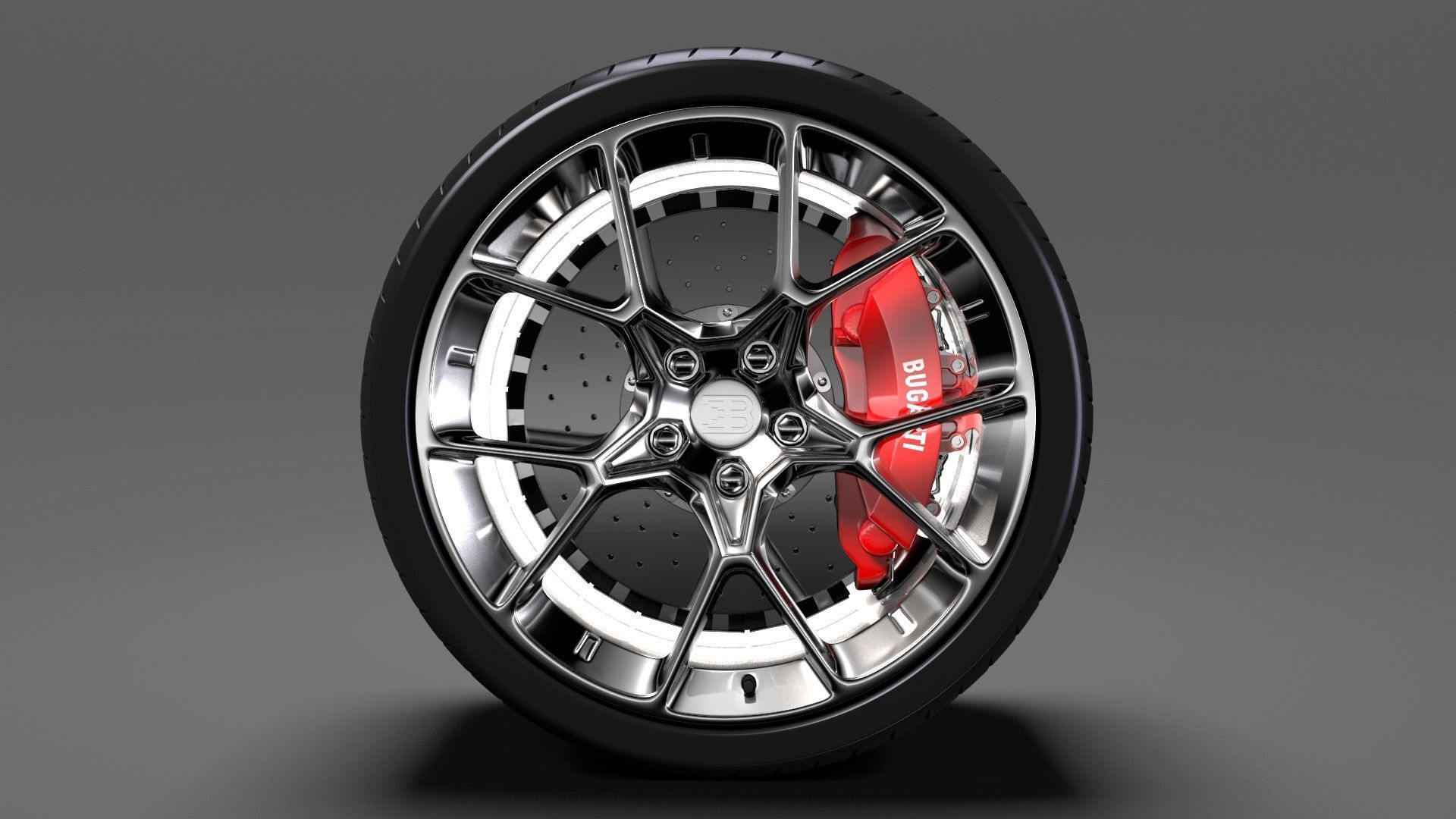 Bugatti Chiron wheel 4 3D model | CGTrader