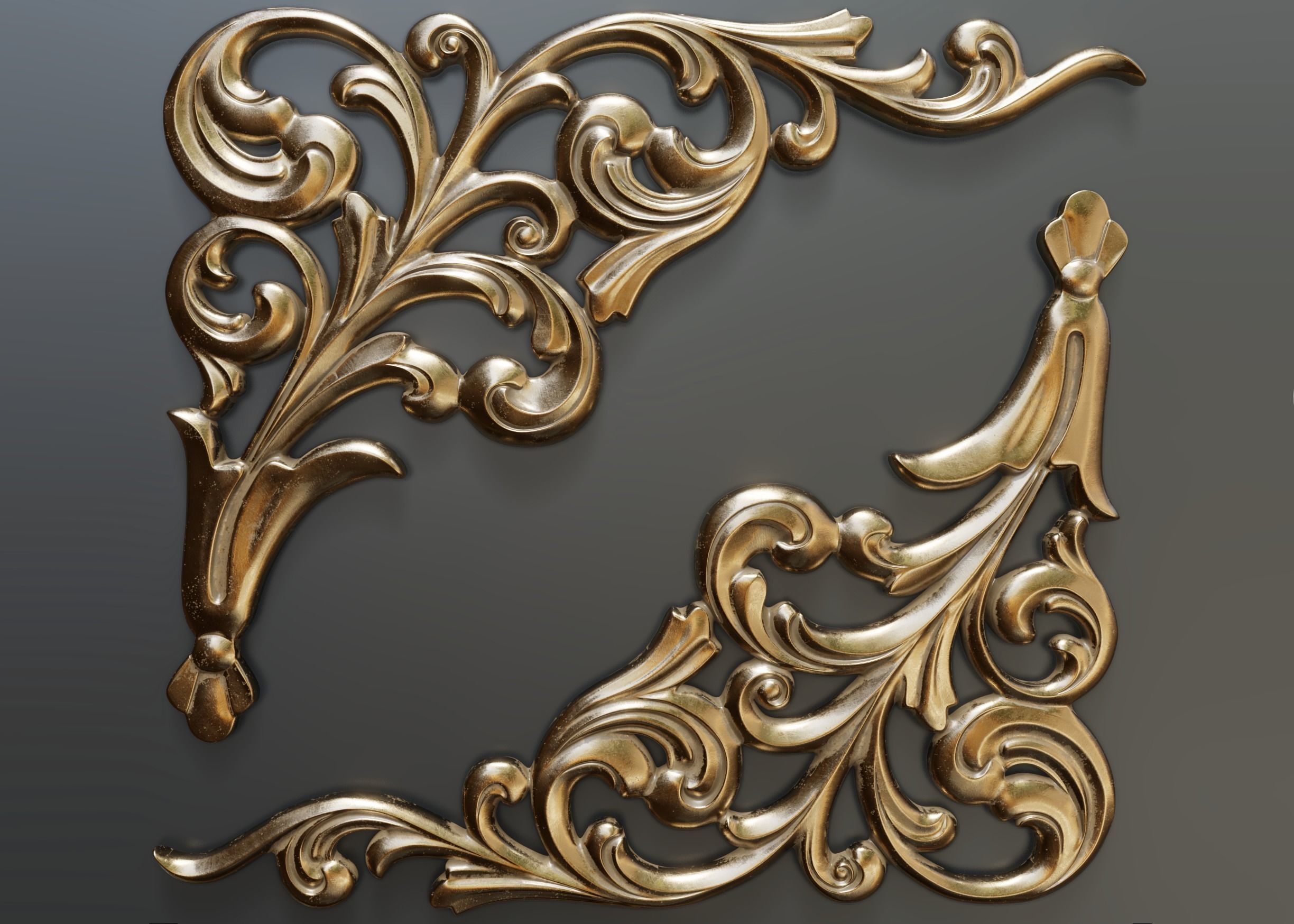Classic baroque onlay corner element 023 3D model 3D printable | CGTrader
