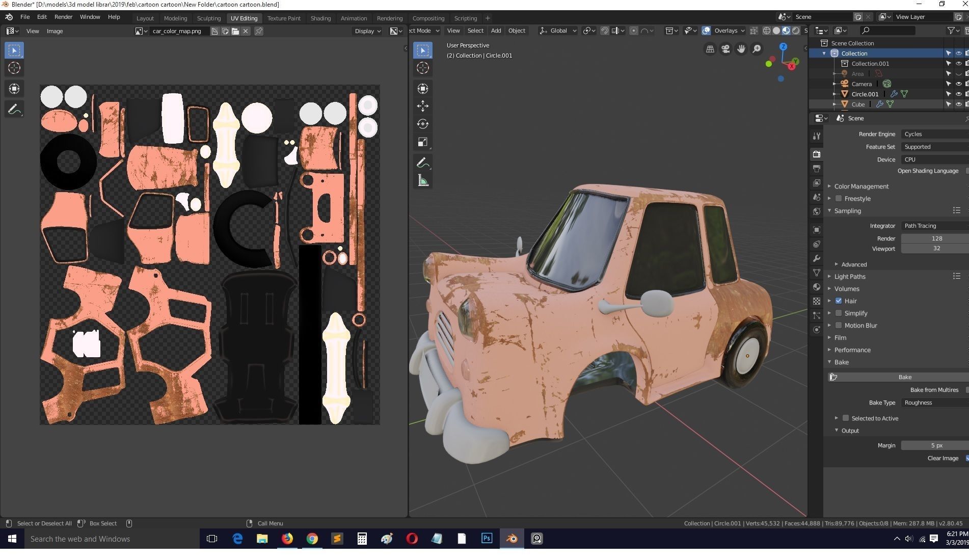 cartoon car with clean and rusty paint map 3D model | CGTrader