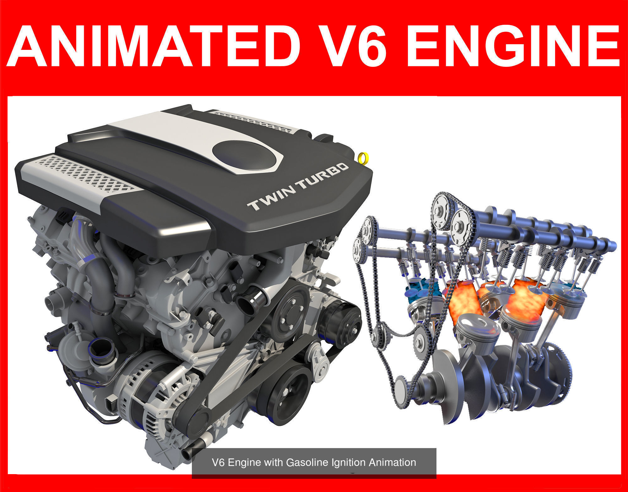 V6 V8 V12 Engines with Gasoline Ignition Animation 3D Model Collection ...