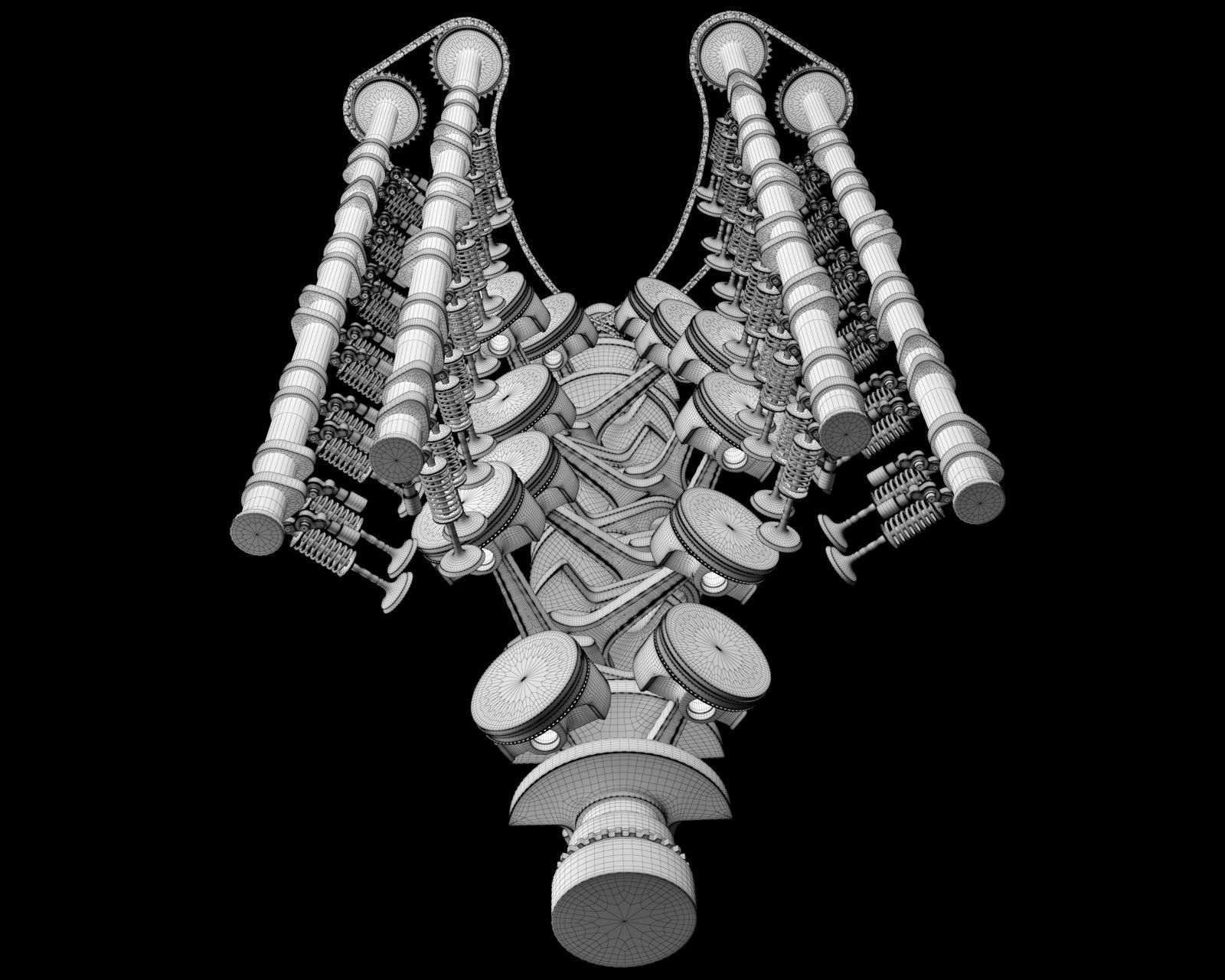 V12 Engine Animation 3D model animated rigged | CGTrader